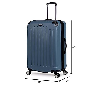 Kenneth Cole REACTION Renegade Luggage Expandable 8-Wheel Spinner Lightweight Hardside Suitcase, Granite Blue, 28-Inch Checked