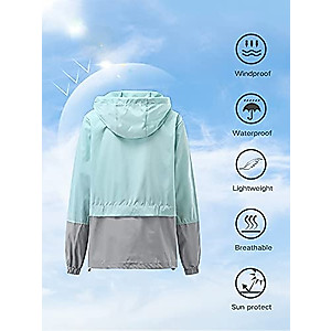 Century Star Plus Size Rain Jackets for Women Waterproof Windbreaker Lightweight Packable Rain Coats with Hood Mint Green Grey 3X-Large