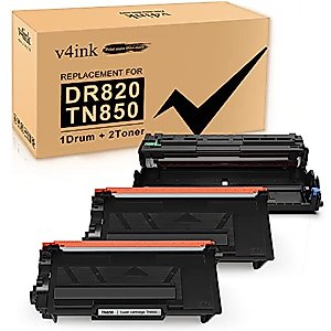 v4ink Compatible Toner Cartridge Replacement for Brother TN850 TN-850 DR820 DR-820 use with HL-L5200DW HL-L6200DW MFC-L5700DW MFC-L5800DW Printer (1 DR820 Drum Unit + 2 TN850 Toner Cartridges)