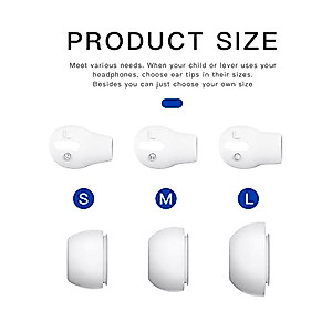 Brujula 3 Pairs AirPods Pro Ear Tips Ear Hooks Covers, Reduce Pain, Silicone Accessories, Anti-Slip Replacement Ear Tips, Fit in The Charging Case (S)