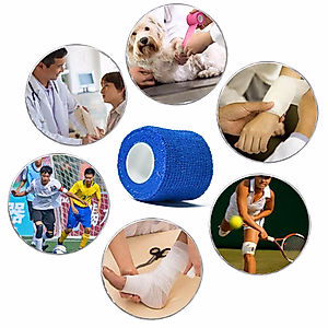 (12-Pack) 1” x 5 Yards | Self Adhesive Bandage Wrap, Kuvvfe Athletic Elastic Cohesive Bandage for Sports Injury,Strain,Knee & Wrist,Ankle Sprains & Swelling First Aid