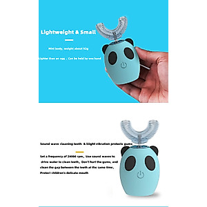 FITHOOD Electric Toothbrush with Ultrasonic, U-Shaped Automatic Toothbrush, IPX7 Waterproof, 4 Clearing Modes, Ultrasonic Electric Toothbrush for Kids(Blue) (8-15years)