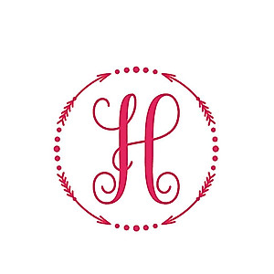 Custom Initial Monogram Vinyl Decal Bumper Sticker, for Tumblers, Laptops, Car Windows - Single Letter Circle with Arrow & Dot Design