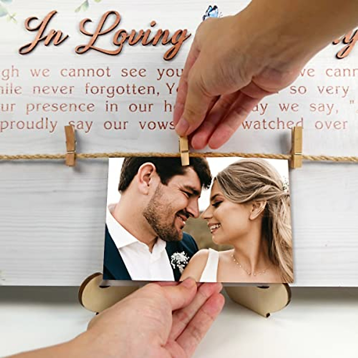 BINCUE 3D in Loving Memory Wedding Sign 20x10 Inch with 5 Clips, Wedding Decor to Honor Souls, Wedding Memory Table Sign, Wedding Remembrance Sign