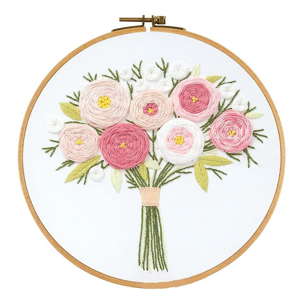 SCHOLMART Embroidery Starter Flower, Kit with Pattern and Instructions, Cross Stitch Set, Stamped Embroidery Kits 3 Embroidery Clothes with Pattern, 1 Embroidery Hoops (3 Sets)