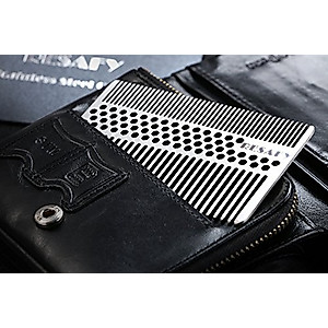 Resafy Stainless Steel Hair Comb Wallet Comb Credit Cart Size Pocket Comb