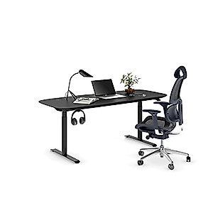BDI Furniture Soma - Lift Desk - 72" W - Ebonized Ash Top - Black Base