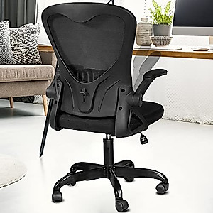 MUZII Mesh Office Chair, Ergonomic Mesh Office Chair with Lumbar Support, Desk Chair with Wheels, Task Chair with Arms Executive Office Chair for Home Office Room Black