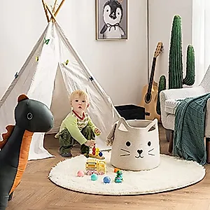 72L Freestanding Laundry Hamper, Collapsible Waterproof Clothes Basket with Easy Carry Long Handle, Washing Bag for Clothes, Toys (1 Pack, White)