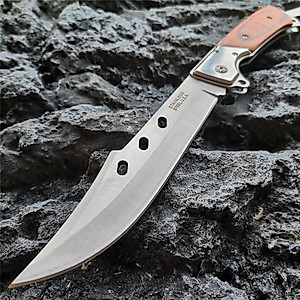 DOOM BLADE Long Blade Pocket Folding Knife - Sharp Survival Work Knives-Foldable Large Knife with Rosewood Handle,Gift for Dad Husband,for Hunting,Hiking,Camping (1 Knife)