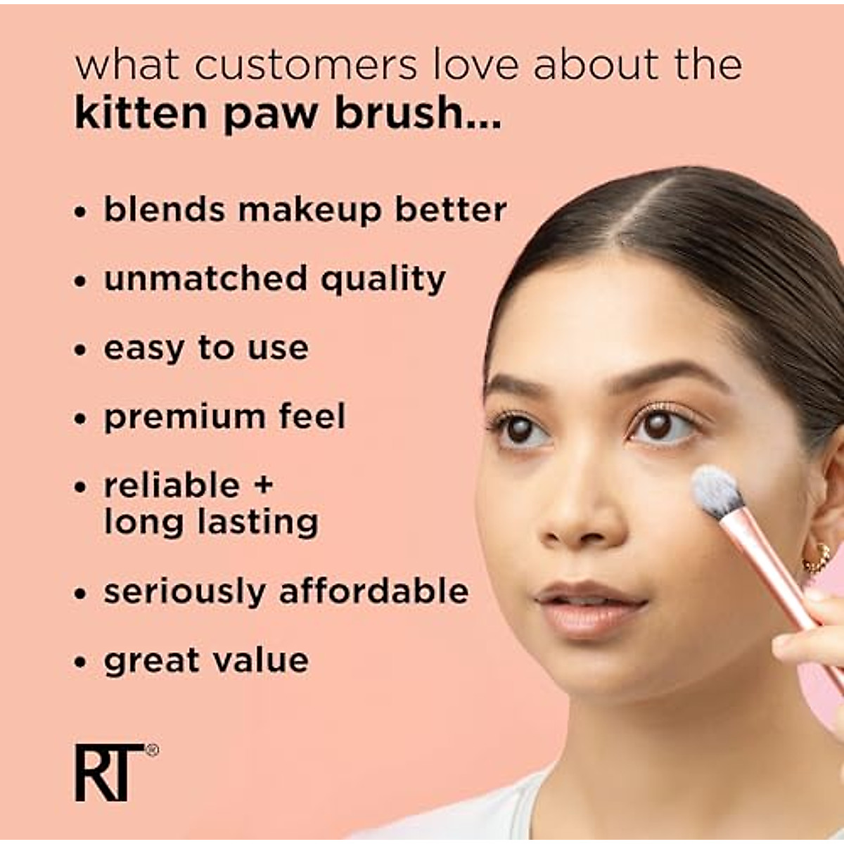 Real Techniques Brightening Concealer Makeup Brush, Viral Kitten Paw Brush Conceals Under Eyes, & Imperfections, Cover Dark Circles, For Brightener & Concealer, RT 242 Brush, Cruelty-Free, 1 Count
