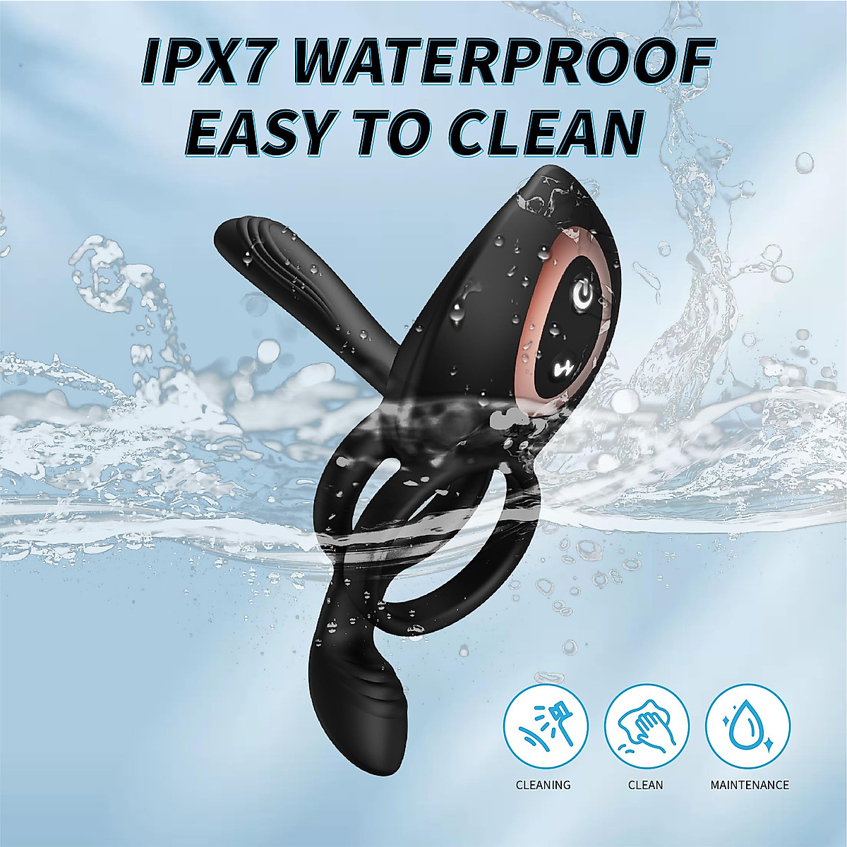 Vibrating Cock Ring with Couple Vibrator,Silicone Penis Ring Mens Vibrator with 9 Modes Vibrating,Male Sex Toy for Harder Stonger G-Spot Clitoral Vibrators,Adult Sex Toys for Men Women Couple