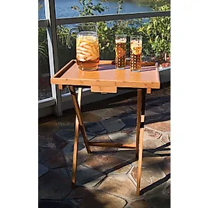 Lipper International Bamboo Lipped Snack Table, Set of Two, Bamboo