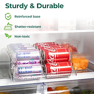 Greenco Soda Can Organizer for Refrigerator, Durable Handles, 2 Pack | Fridge Soda Can Organizer | Soda Can Holders for Fridge | Soda Can Dispenser for Refrigerator | Drinks, Kitchen Organization