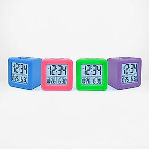 Equity 73005 Blue Soft Cube LCD Alarm Clock with Smart Light