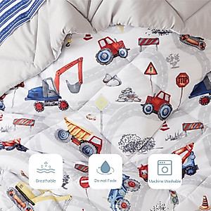 PPOLCA Truck Twin Comforter Set for Boys,5 Pieces Kids Bedroom Bedding Set with Sheets and Pillowcase,Super Soft Lightweight for All Seasons,Car,Machine Washable