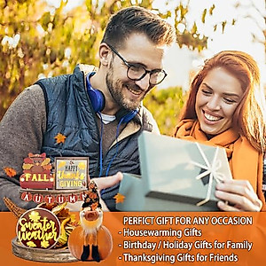 Thanksgiving Tiered Tray Decorations, LED Light Up Thanksgiving Decorations Farmhouse Rustic Wooden Sign Turkey Gnome Fall Decor Warm Thanksgiving Autumn Home Table Kitchen Decorative Tray