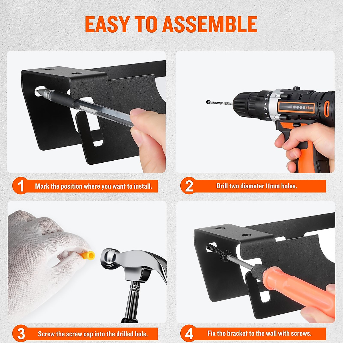 Birstlye Angle Grinder Holder,2 Bay Angle Grinder Rack Wall Mount Bracket, Angle Grinder Storage Rack With Screws & Screw Caps for Cutters Polishers Angle Grinders