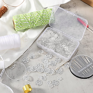 150 Sets Plastic Snap Fasteners Buttons Invisible Sewing on Snap Buttons 7.5 mm 10 mm 15 mm Round Clear Press Button Transparent Sew-on Button with Storage Box for Shirts Clothing DIY Craft Baby Bibs