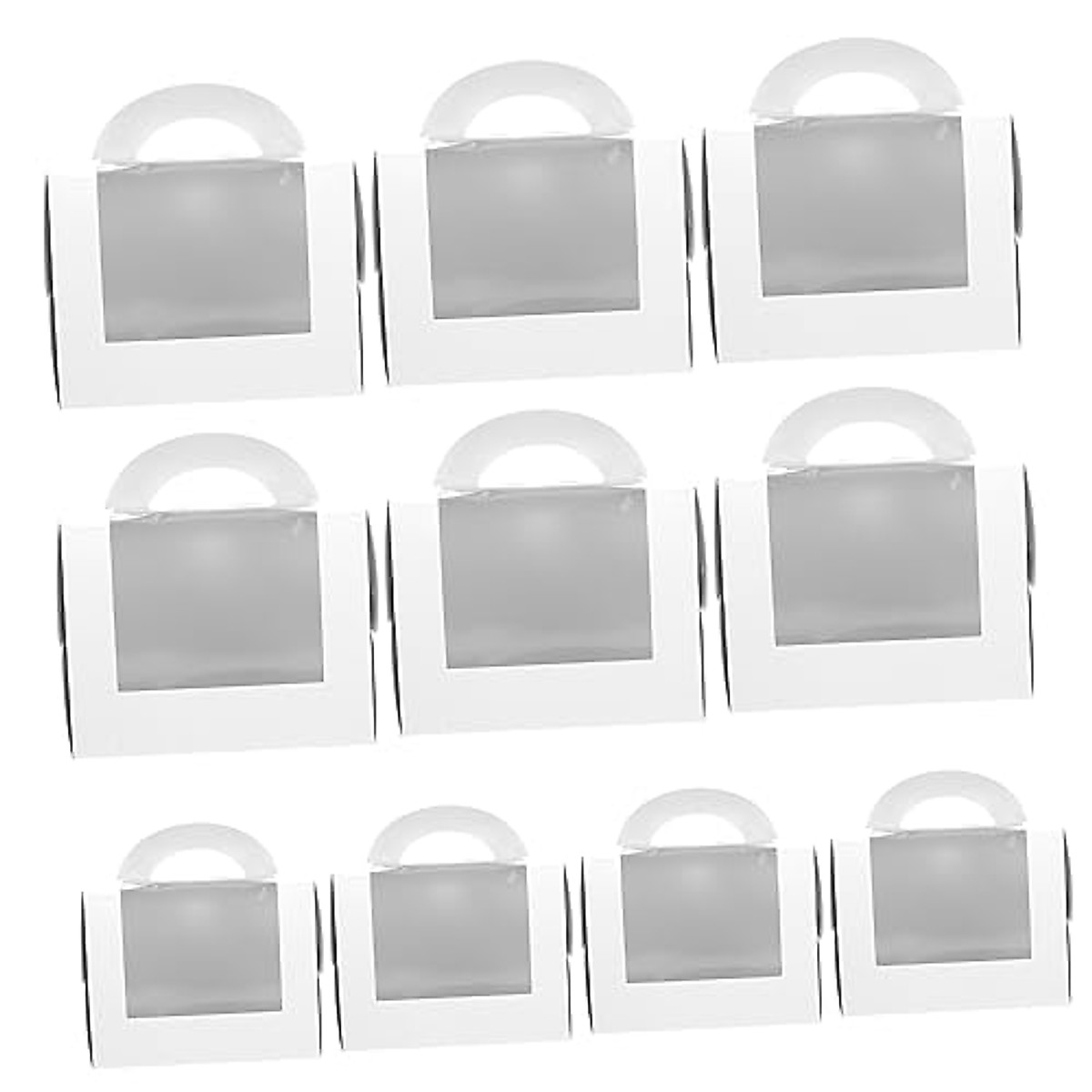 NOLITOY 20 Pcs Portable Cake Box Cake Case Wedding Cake Stand Cupcake Containers Cupcake Holder Cake Carrier with Lid and Handle Single Cupcake Cardboard White Open The Window Packing Box