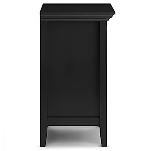 SIMPLIHOME Amherst SOLID WOOD 24 Inch Wide Traditional Bedside Nightstand Table in Black, For the Living Room and Bedroom