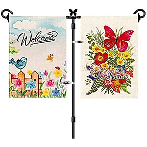 QXQIANXIYE 2 Pack Summer Garden Flags Double Sided 12×18 Inch Small Yard Flag Outside Décor for Farmhouse