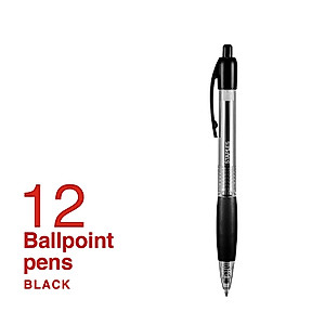 Staples Retractable Ballpoint Pen, Medium Point, 0.7mm, Black Ink, Dozen (50793)
