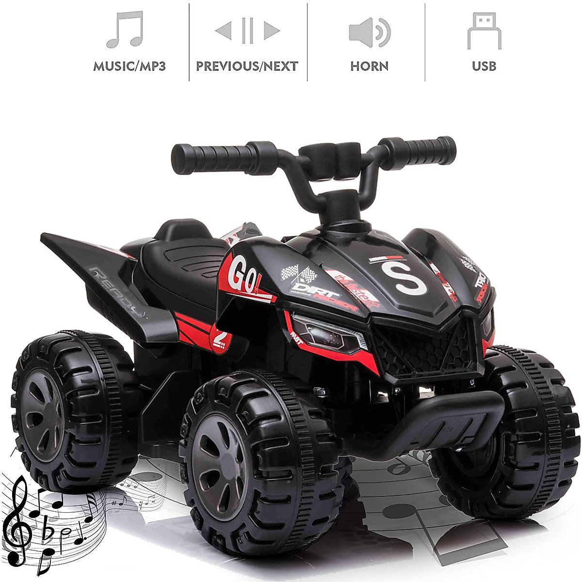 AVRCECI Kids ATV Electric Vehicles 4 Wheeler Toddler Car with Four Wheels,Music,DIY Sticker,6V Battery Powered Quad for Boys Girls,Ride on Car