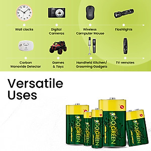 GoGreen Power (24001) Eco Friendly Alkaline AA Batteries - No Lead, Cadmium or Mercury - Pack of 4