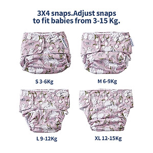 CoolaPeach Baby Cloth Diapers Washable Reusable Diapers for Baby Boys, One Size Adjustable Pocket Nappy Covers 5 Pack+ 5pcs Microfiber Inserts+ One Waterproof Bag