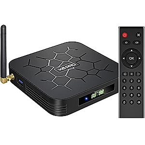 Android TV Box, Android TV Box 4GB 32GB, 2.4GHz/5GHz Dual-WiFi Bluetooth with Dual-Antenna Quad Core 64 Bits 3D/4K/H.265/USB3.0 Android Box with Wireless Keyboard