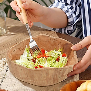 HANFAIRS Household Fruit Bowl Wooden Dish Fruit Plate Wood Carving Fruit Plate Wood 20-24 Cm