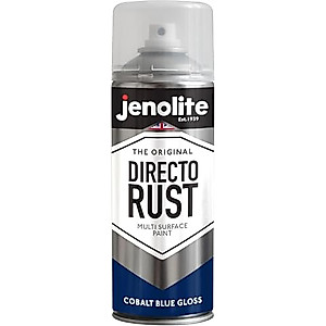 JENOLITE Directorust Spray Paint for Metal - COBALT BLUE - Gloss Finish for Indoor and Outdoor use - Multi-Surface for Metal, Plastic, Ceramic, Wood & Rusted Surfaces - 400ml (13.52fl oz), RAL5013