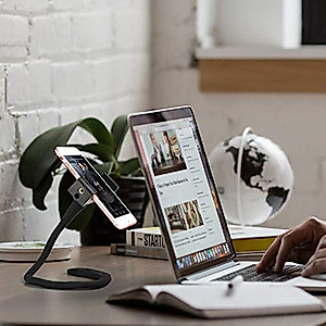 iTODOS Portable Flexible Cell Phone Holder Stand for Treadmill, Spin Bike, Stroller, Shopping Cart, Bed, Car, Kitchen, Desk, Compatible with iPhone, Android (Black)