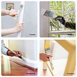 Magimate Paint Brushes Set, Sash Brushes, Soft Tapered Filament, Wood Stain Brushes for Walls, Cabinets and Fences Pack of 5