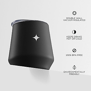 JoyJolt Tri-Insulated Wine Tumbler with Lid Pack. 12 oz Tumbler, Slider and Straw Lids. Vacuum Double Walled Stainless Steel Stemless Wine Glass, Copper Lined for Very Cold Drinks, Travel and Camping