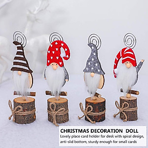PRETYZOOM 4pcs Christmas Gnomes Place Card Holder Table Number Holders Table Picture Holder for Christmas Party Favors Gifts