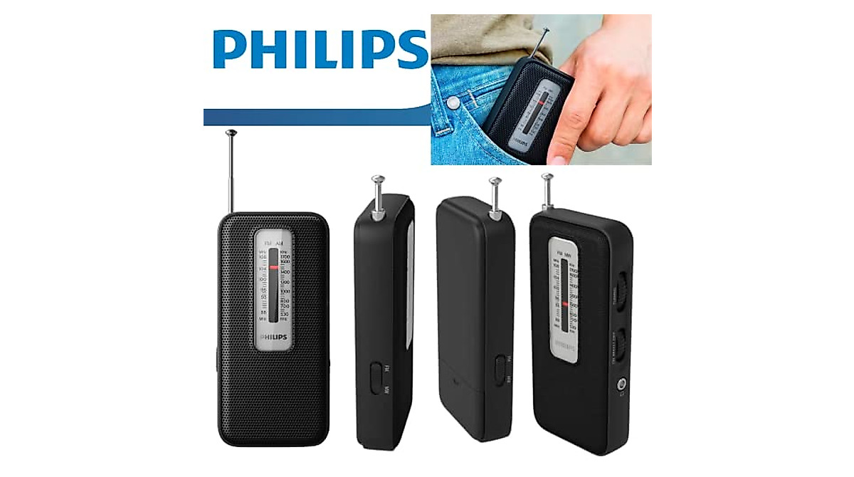 Philips Portable AM/FM Radio with Headphones | Pocket Size