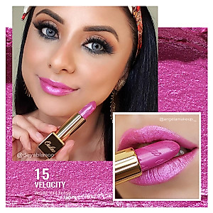 Oulac Pink Lipstick for Women with Metallic 3D Shine Lightweight Hydrating Formula, High Impact Lip Color, Full Coverage Lip Makeup, Velocity(15)