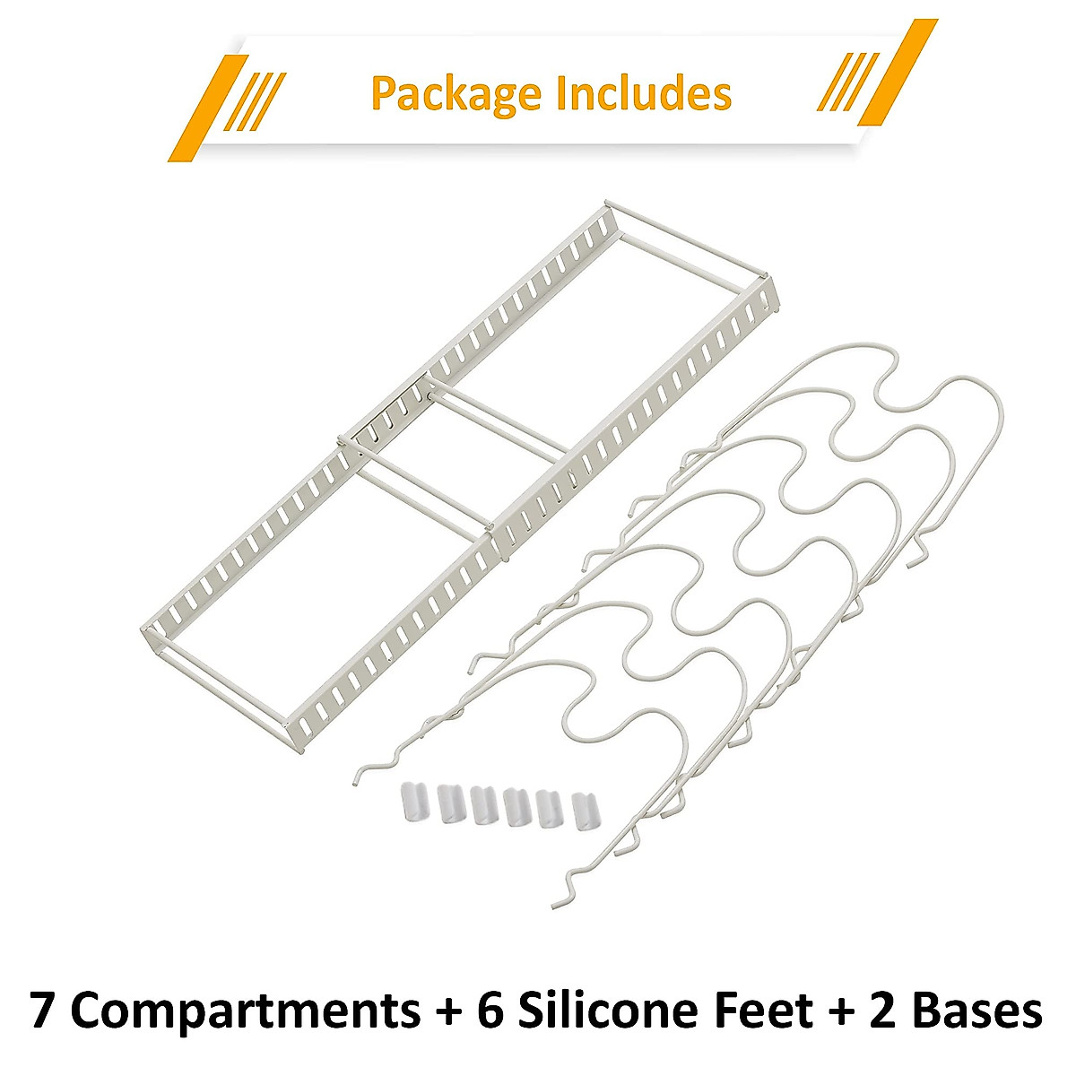 COZIMORE Pots and Pans Organizer,Pan Organizer rack for cabinet, and Rack Organizer with 7 dividers,Dish Rack for Cabinets, Lid Organizer, Cabinet Organizer WHITE