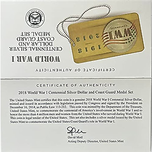 2018 P WWI World War One Centennial (Coast Guard) Medal Set Dollar US mint Proof
