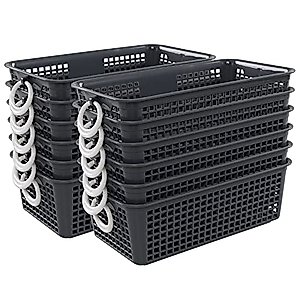 Obstnny 12 Packs Mini Plastic Useful Basket, Desktop Storage Basket Bin, Gray