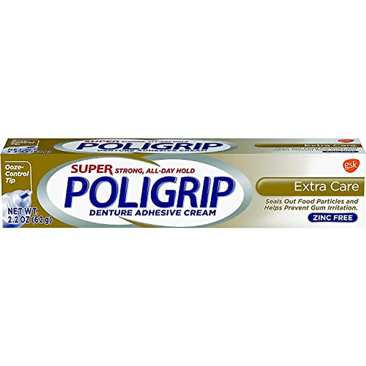 Super Poligrip Extra Care Denture Adhesive Cream with Poliseal - 2.2 oz - 2 pk