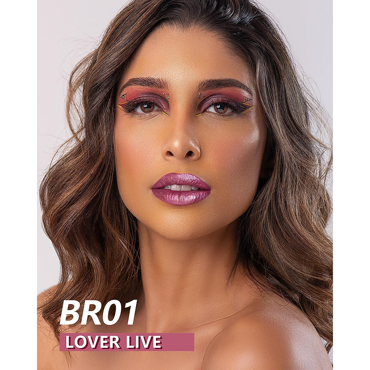 MAKI YIKA Pink Lipstick for Women Metallic Lipsticks Long Lasting Glitter Lipstick No Smudge No Transfer Full-Coverage Liquid Lip Gloss, Pink Flower