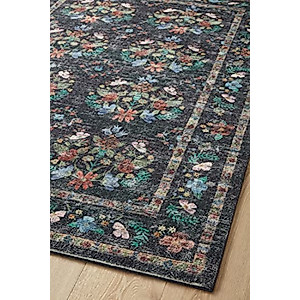 Loloi Rifle Paper Co. x Courtyard Charcoal 2'-3" x 3'-9" Oval Accent Rug