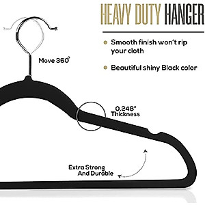 Utopia Home Premium Velvet Hangers- Pack of 100 - Non-Slip & Durable Clothes Hangers - 360 Degree Rotatable Hook - Heavy Duty, Slim & Sleek Hanging Supports- (50 Pack Ivory & 50 Pack Black Hangers)
