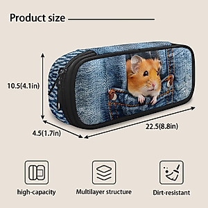 STUOARTE Hamster Print Pencil Case, Large Capacity Pen Pouch Organizer Simple Stationery Bag Aesthetic Pen Pouch Bag, Pencil Box School Supplies for Kids Students Boys Girls