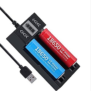 18650 Battery Charger, Suitable for Lithium Battery 18650 26650 10440 14500 18500 16340 32650 Battery Charger, USB Double Slot Battery Charger
