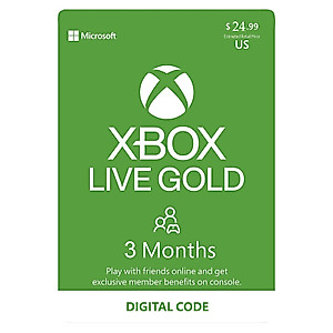 3 Months Xbox Live Gold Membership Card, Xbox Live Gold Digital Code