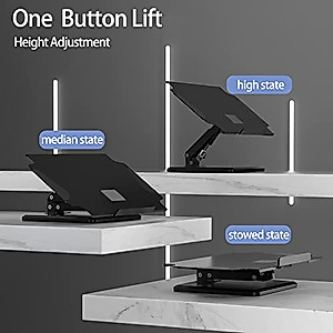 JOY worker Laptop Stand for Desk Adjustable Height, Gas Spring Laptop Holder Riser, Multi-Angle Foldable Aluminum Computer Stand for Laptop, Compatible with Laptops Up to 17 Inch, Black